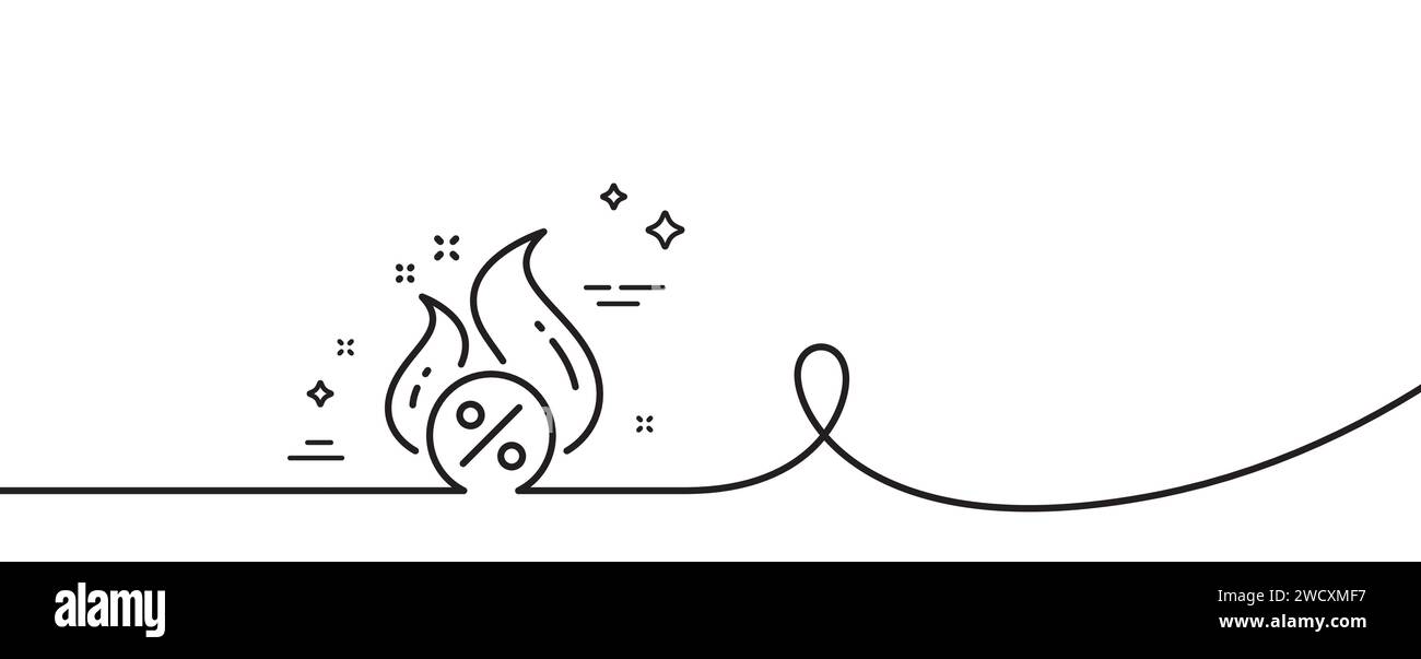 Loan percent line icon. Hot discount sign. Continuous line with curl ...