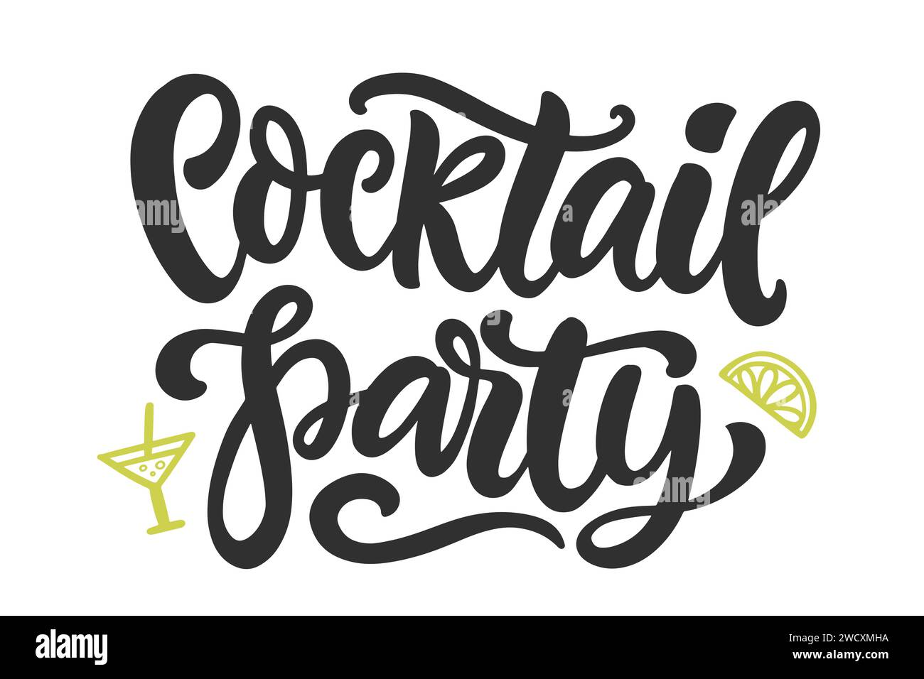Cocktail Party Banner Inscription Vector Lettering Stock Vector Image ...