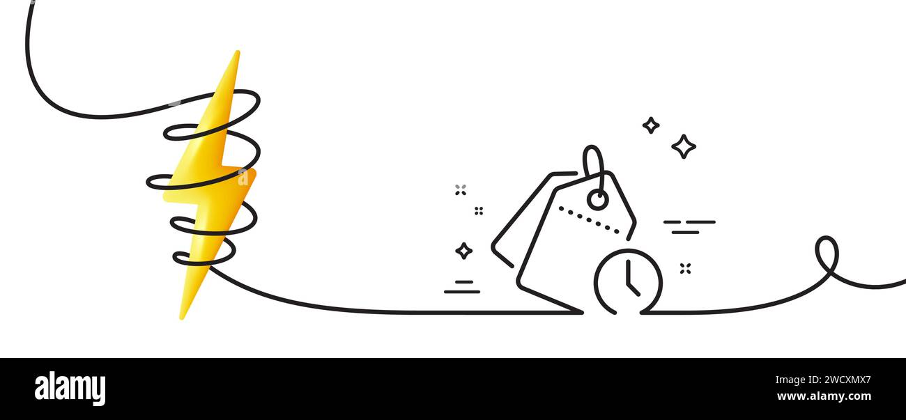 Time management line icon. Clock tags sign. Watch. Continuous line with ...