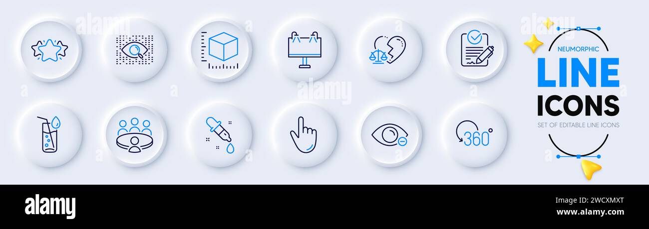 Divorce lawyer, Package size and Rfp line icons for web app. Pictogram ...