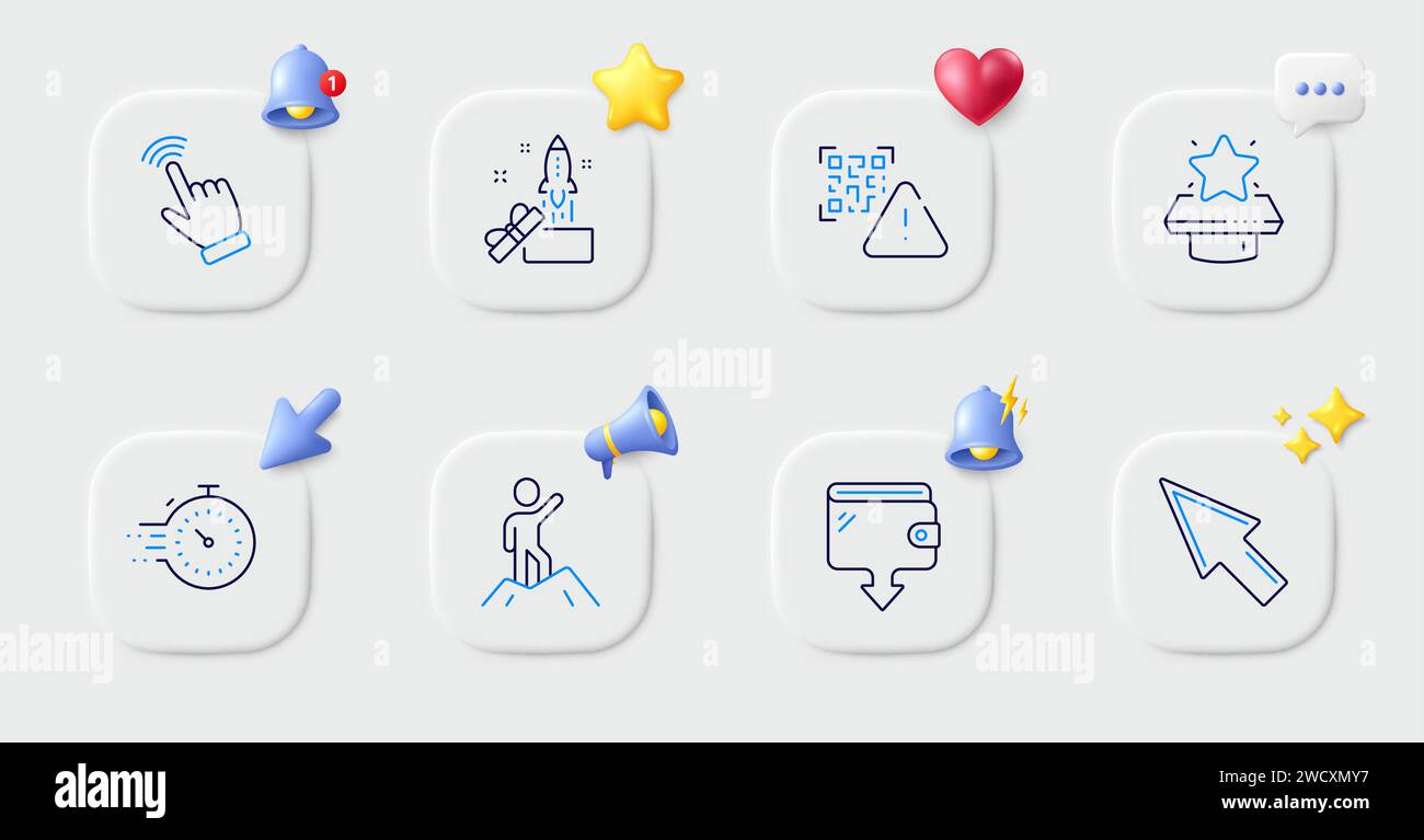 Innovation Qr Code And Cursor Line Icons For Web App Printing
