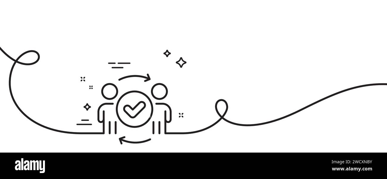 Approved teamwork line icon. Accepted team sign. Continuous line with curl. Vector Stock Vector ...