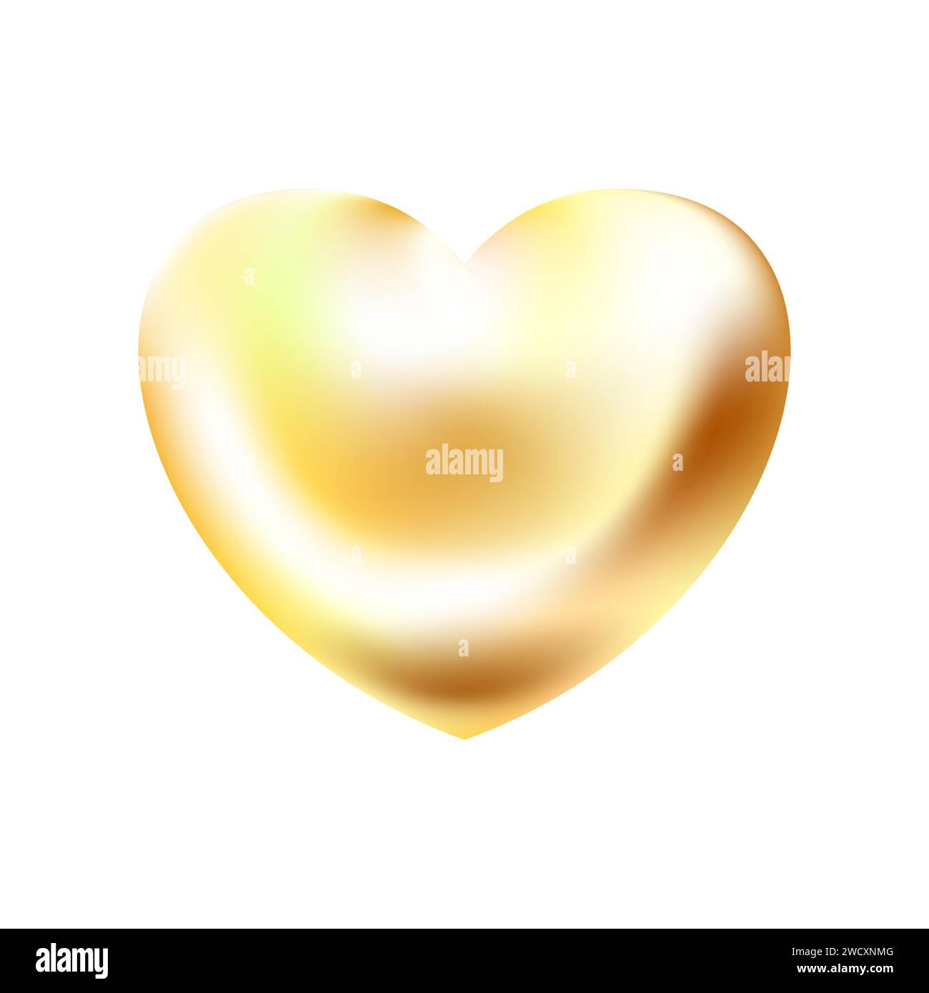Golden realistic heart icon on white background. 3d vector illustration ...
