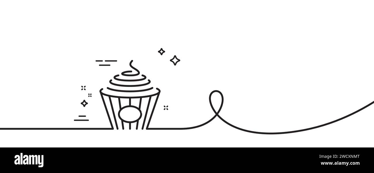 Pasta line icon. Spaghetti take away sign. Continuous line with curl ...
