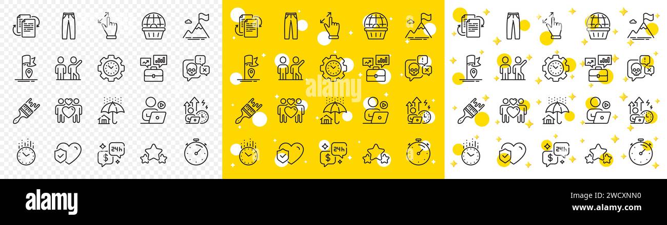 Outline Business portfolio, Stars and Cyber attack line icons. For web app. Vector Stock Vector ...