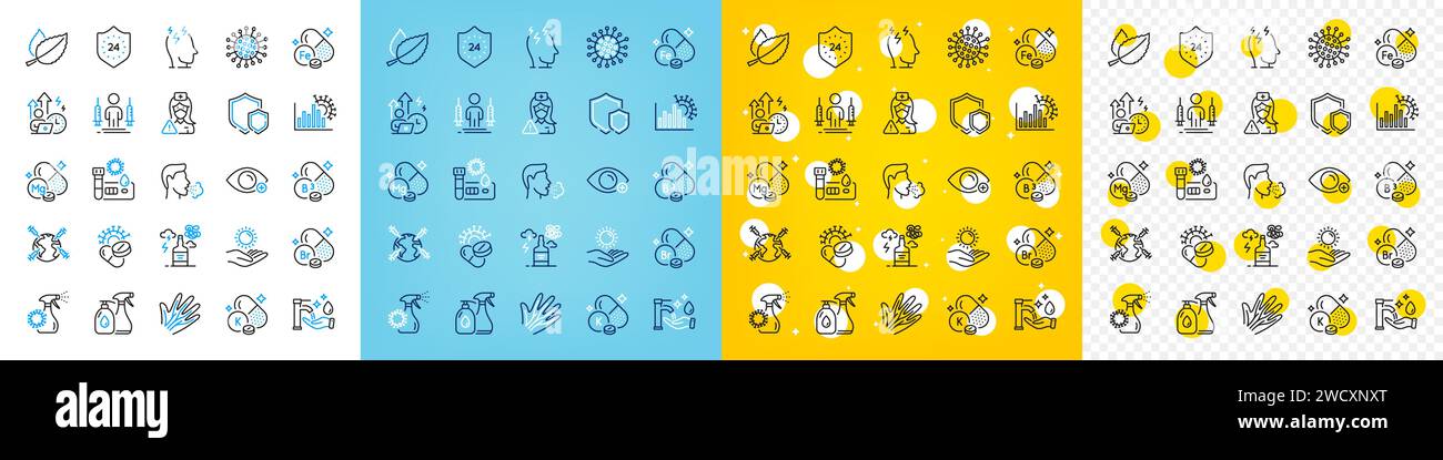 Vector icons set of Covid test, Vitamin k and Niacin vitamin line icons ...
