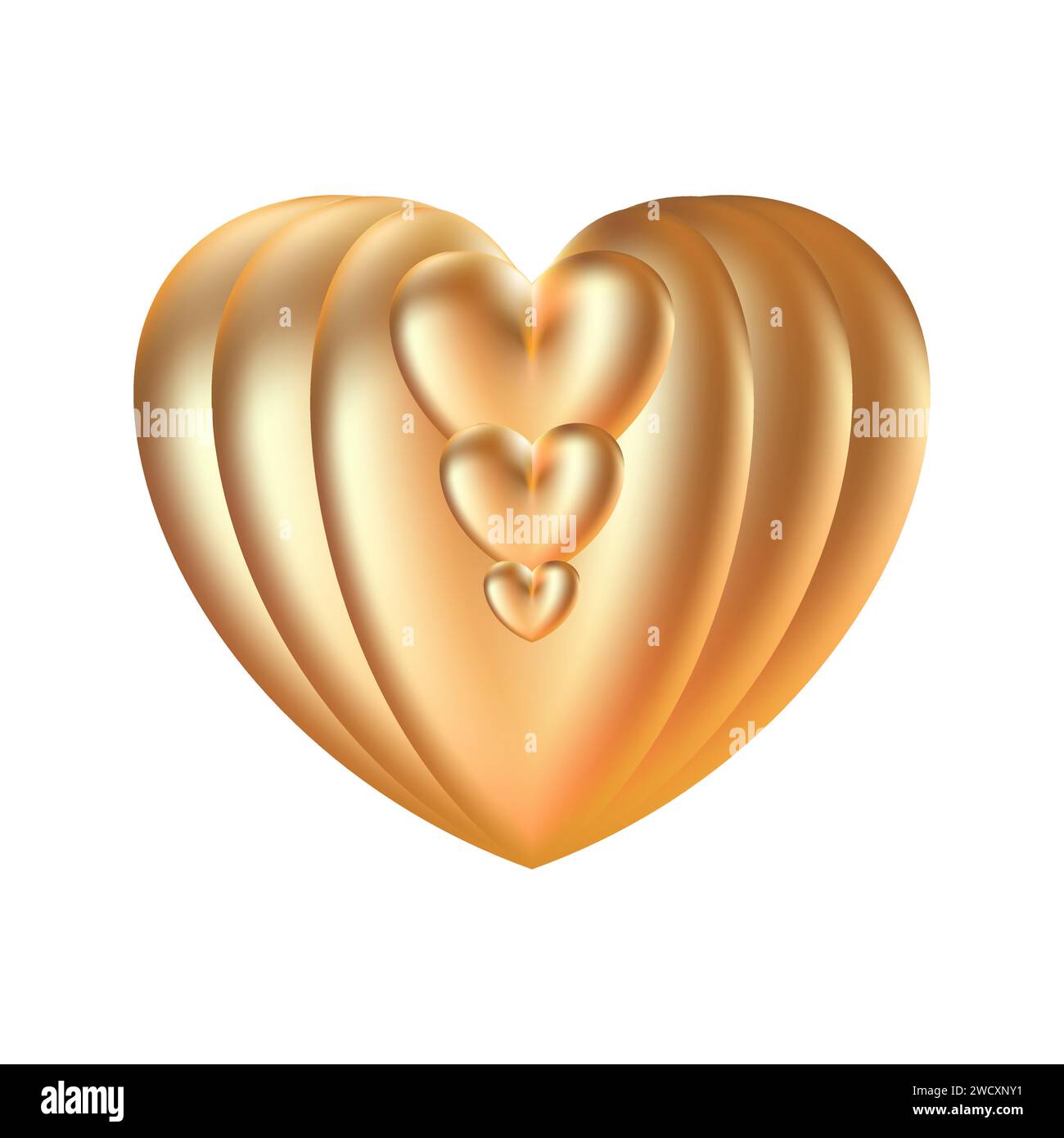 Golden realistic heart icon on white background. 3d vector illustration Stock Vector Image & Art ...