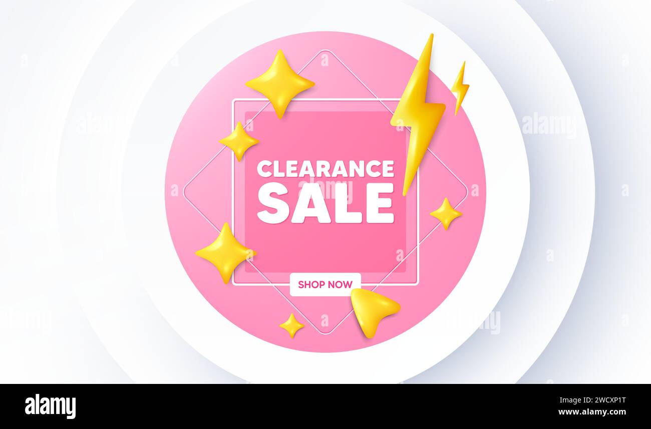 Clearance sale tag. Special offer price sign. Neumorphic promotion ...