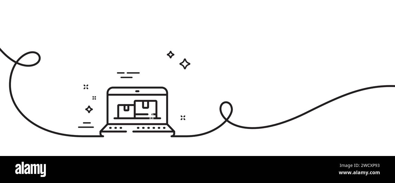 Web inventory line icon. Wholesale computer sign. Continuous line with curl. Vector Stock Vector ...