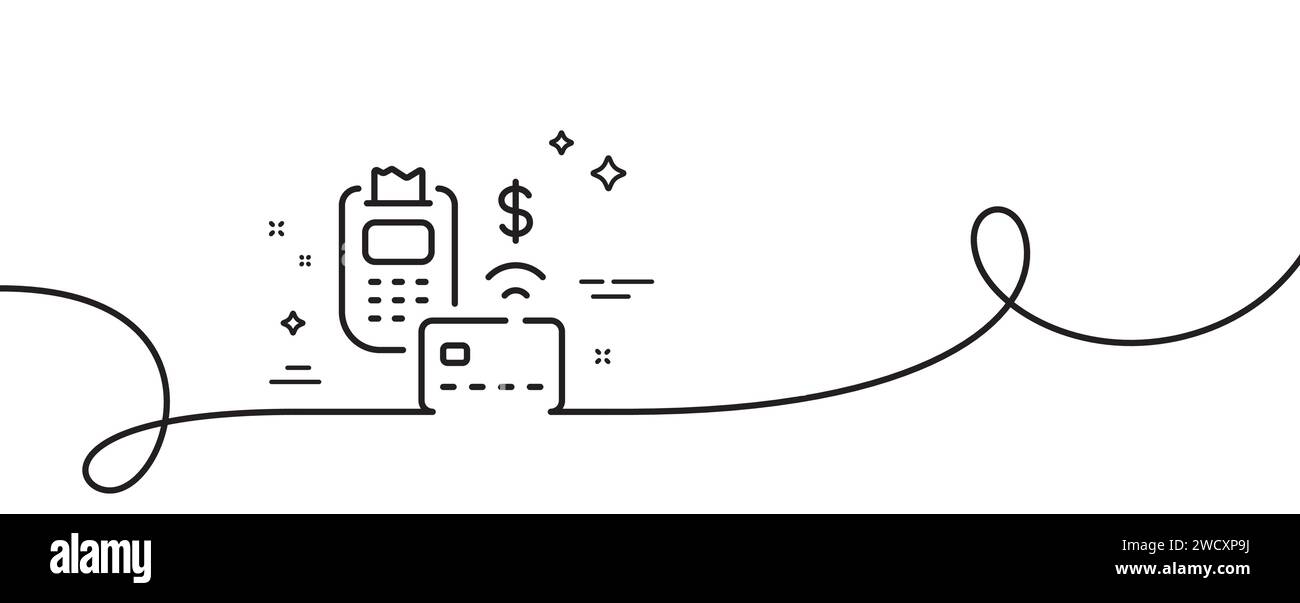 Pos terminal line icon. Credit card sign. Continuous line with curl. Vector Stock Vector Image ...