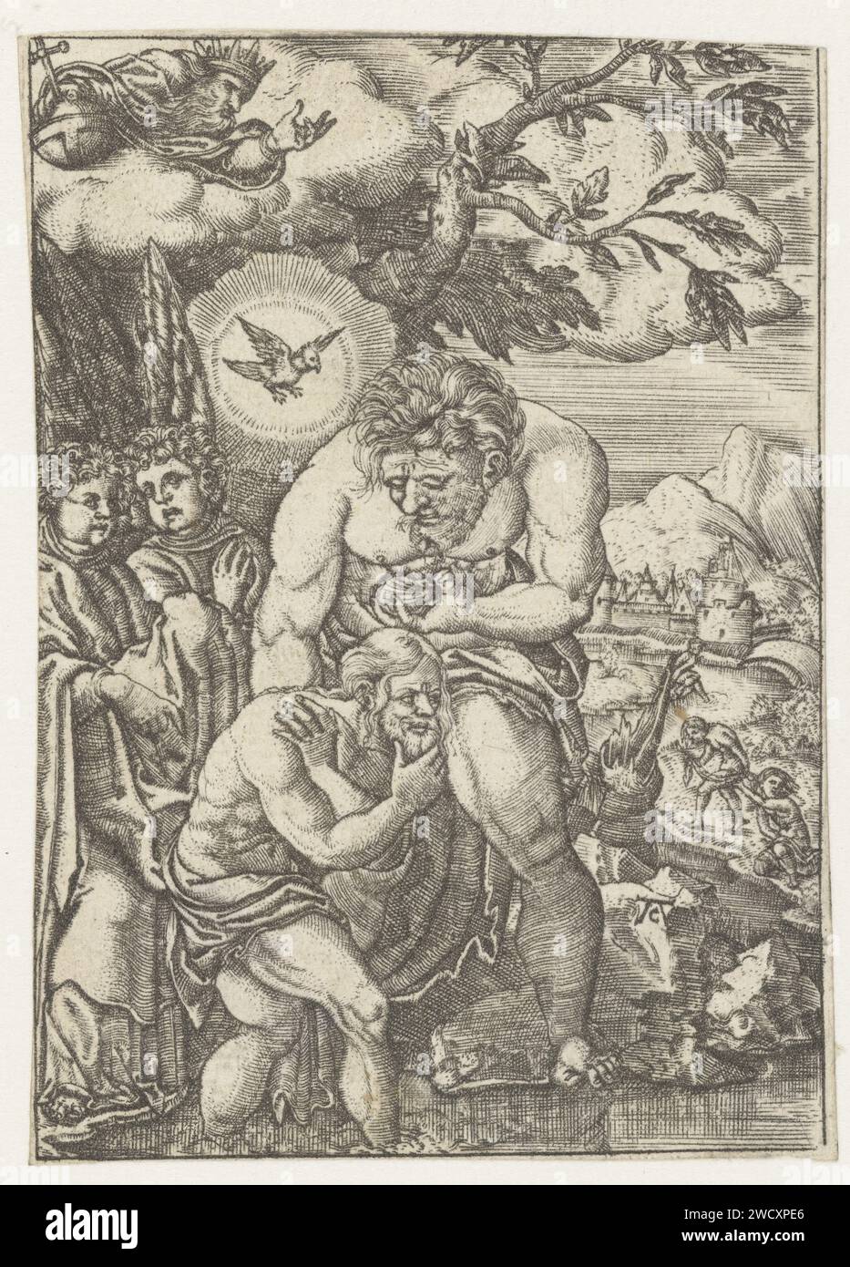 Baptism of Christ in the Jordaan, monogrammist AC (16th century), 1520 - 1562 print John poured ...