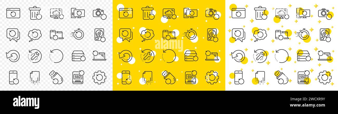 Recovery line icons. Backup, Restore data and recover document. Vector ... Recovery line icons. Backup, Restore data and recover document. Vector ...