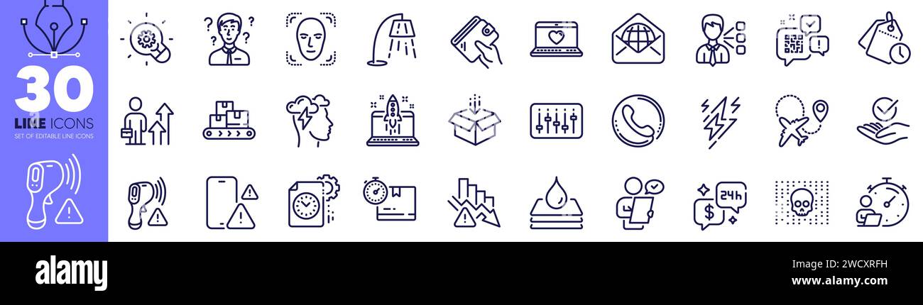 Third party, Waterproof and Approved line icons pack. For web app. Vector Stock Vector Image ...