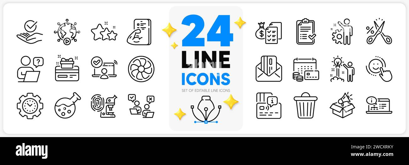 Icons set of Employee, Loyalty card and Creative idea line icons. For ...