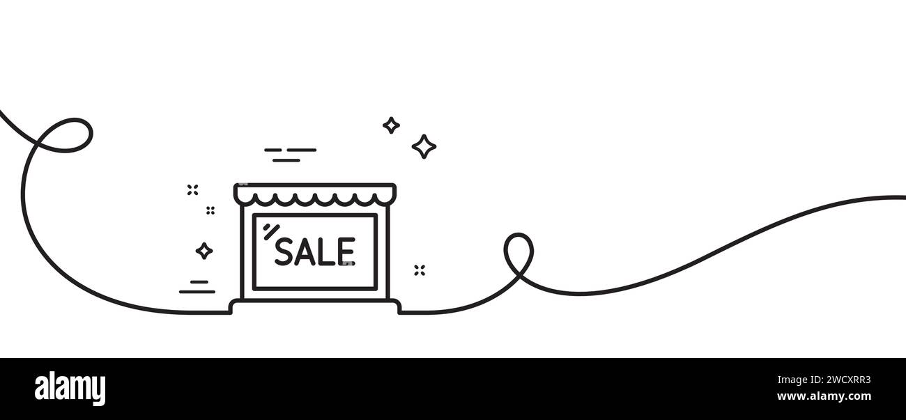Sale line icon. Shopping store discounts sign. Continuous line with ...