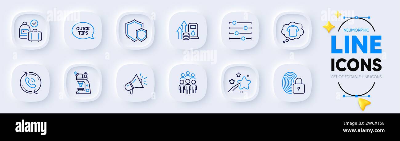 Call center, Shields and Megaphone line icons for web app. Pictogram icon. Vector Stock Vector ...