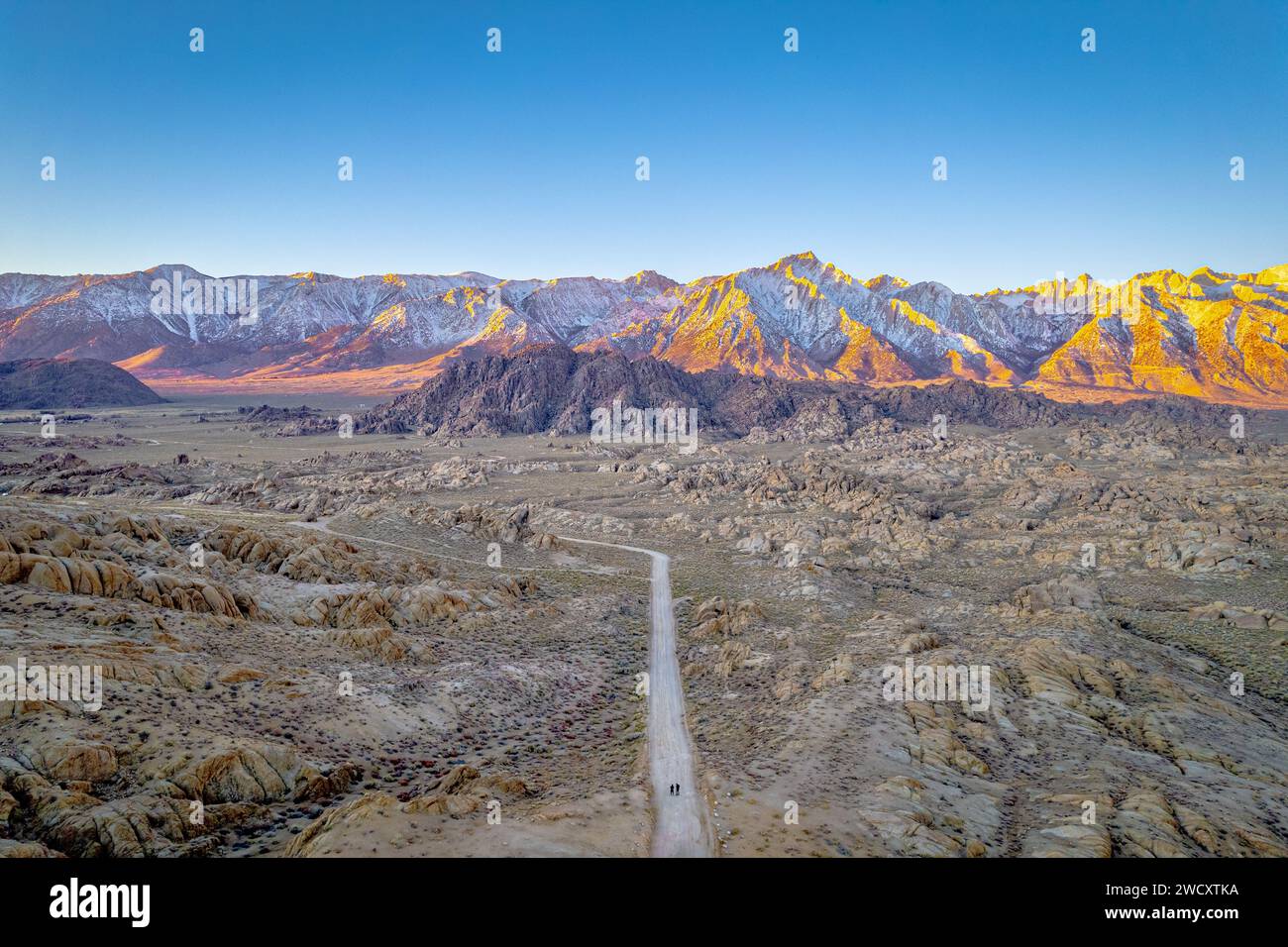An aerial view of Alabama hills at sunrise Stock Photo - Alamy