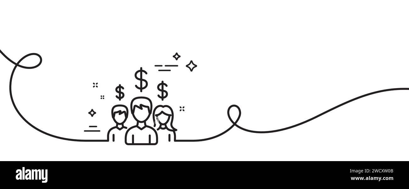 Business networking line icon. Dollar sign. Continuous line with curl. Vector Stock Vector Image ...