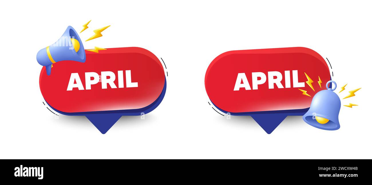 April month icon. Event schedule Apr date. Red speech bubbles. Vector ...