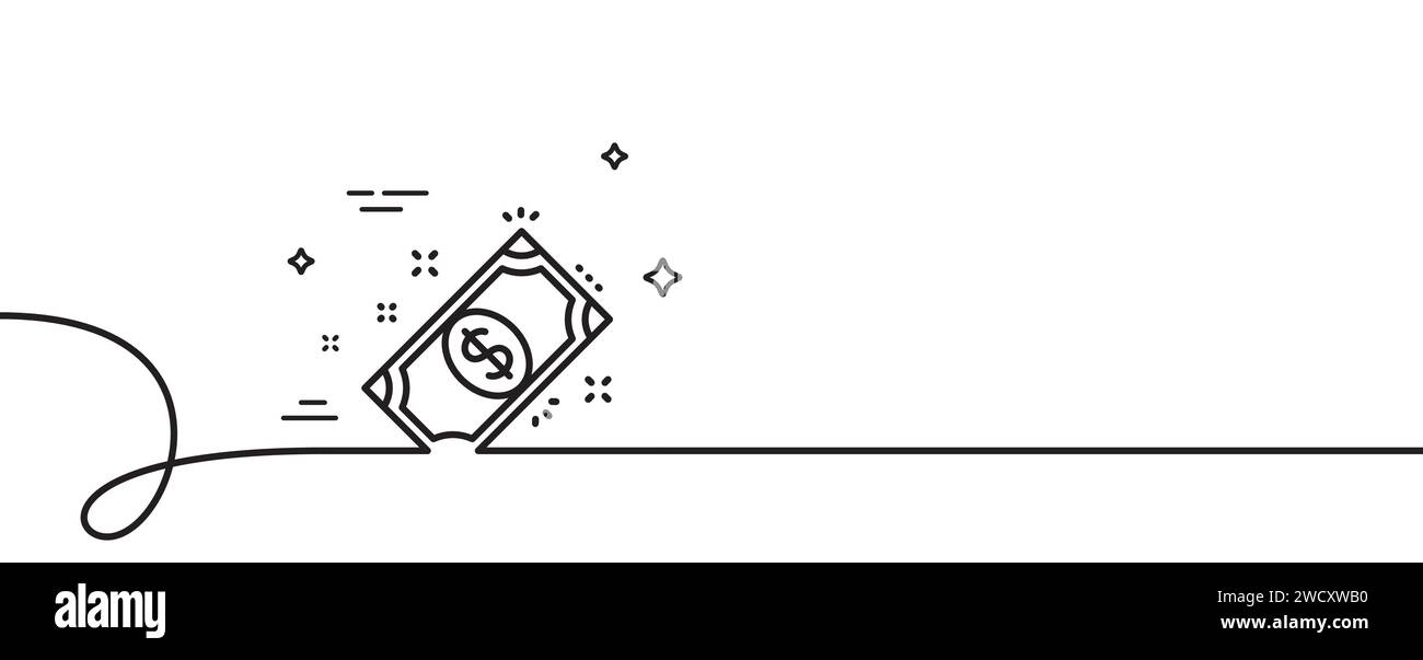 Payment line icon. Dollar exchange sign. Continuous line with curl. Vector Stock Vector Image ...