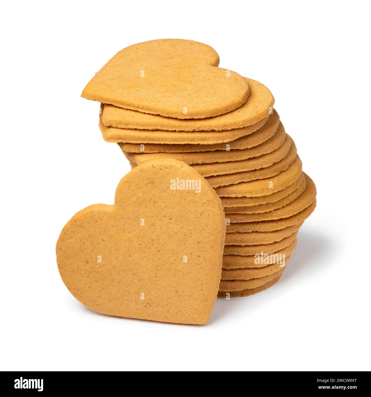 Stack of homemade sweet cookies in heart shape isolated on white ...