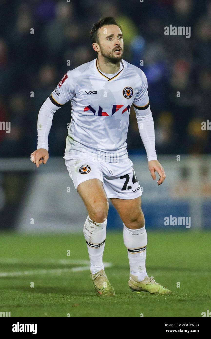 Eastleigh, UK. 16th Jan, 2024. Newport County midfielder Aaron Wildig ...