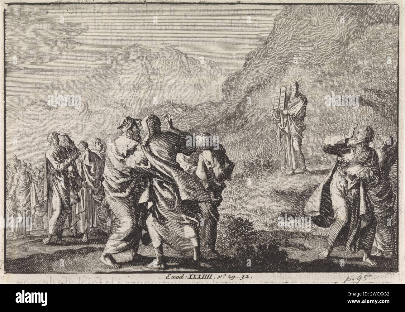 Moses receives the legislative tables and shows them to the people, Jan ...
