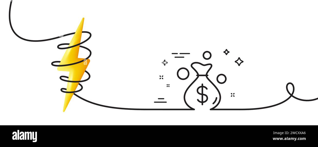 Money bag line icon. Cash coins sign. Continuous line with curl. Vector Stock Vector Image & Art ...