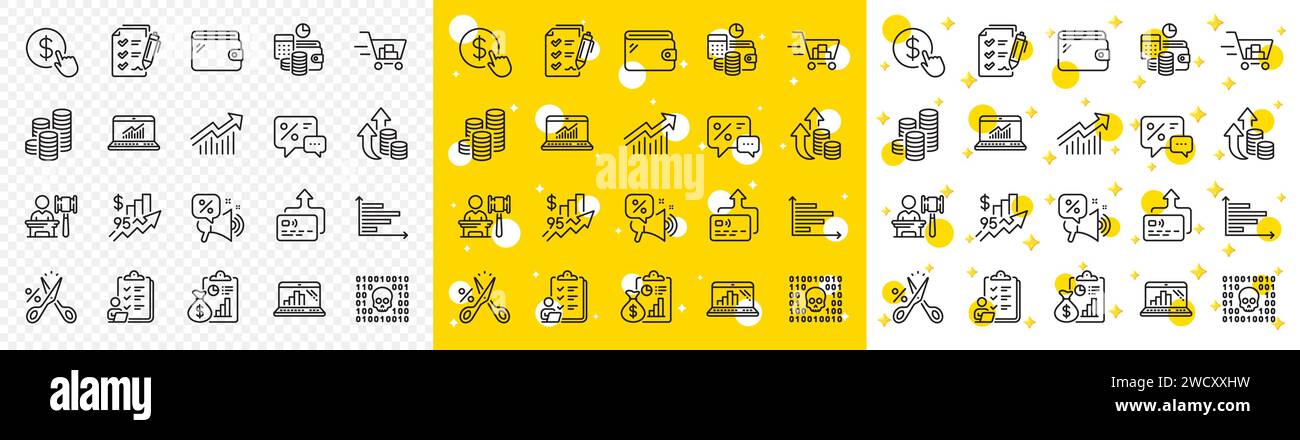 Outline Report Budget Accounting And Card Line Icons For Web App Vector Stock Vector Image