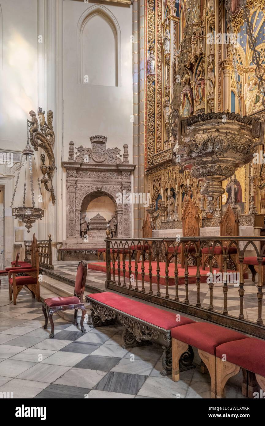 High altar, Royal Chapel, tomb of Alfonso X the Wise. Neo-Gothic ...
