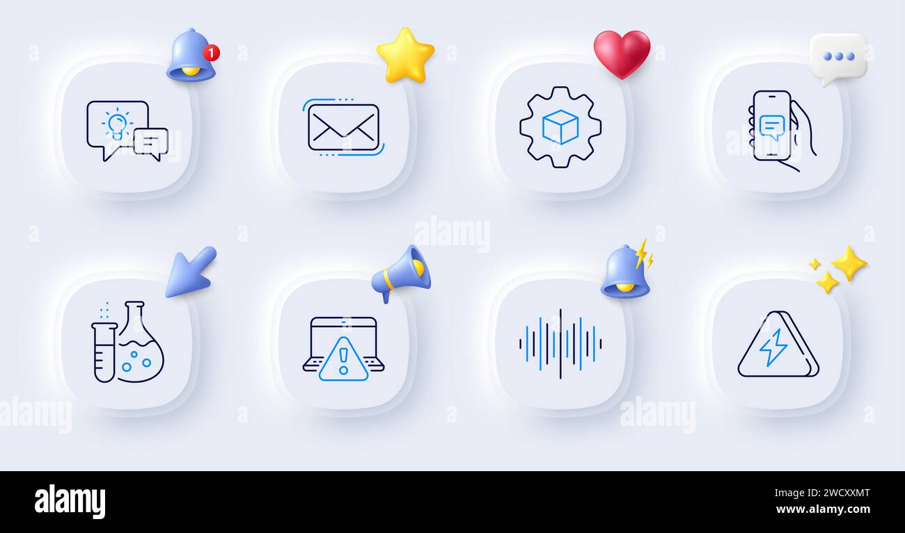 Product development, Chat app and Lightning bolt line icons. For web app, printing. Vector Stock ...