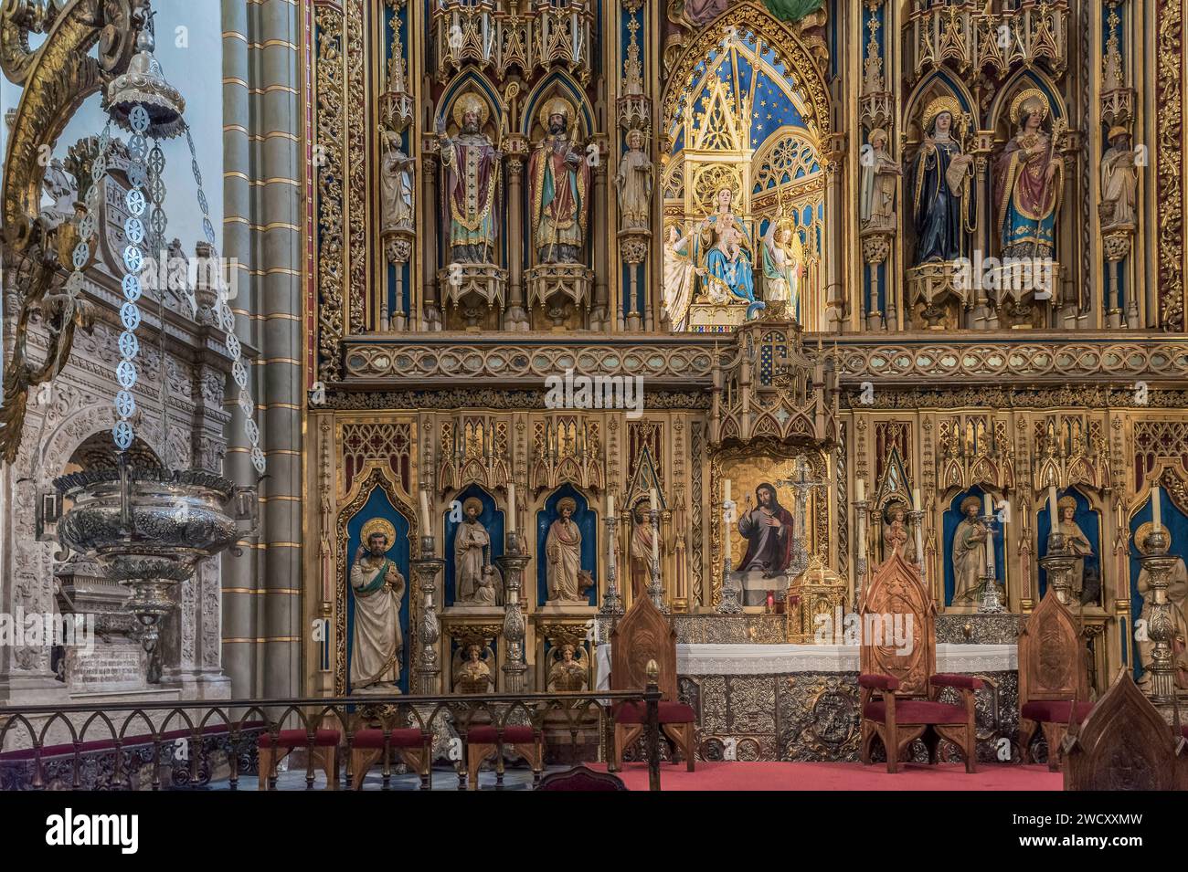 High altar, Royal Chapel, tomb of Alfonso X the Wise. Neo-Gothic ...