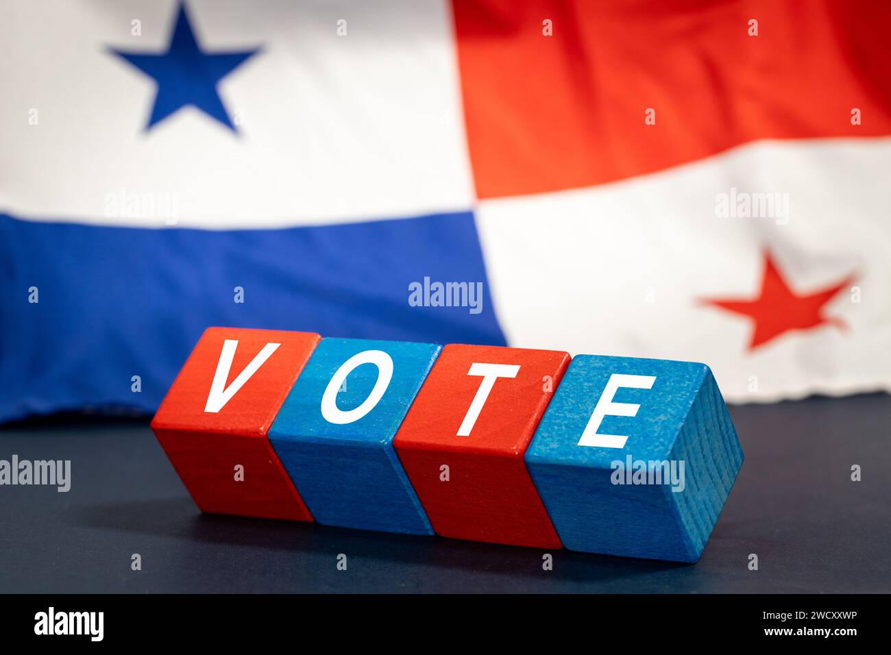 Panama vote, Vote written on wooden blocks against the background of ...