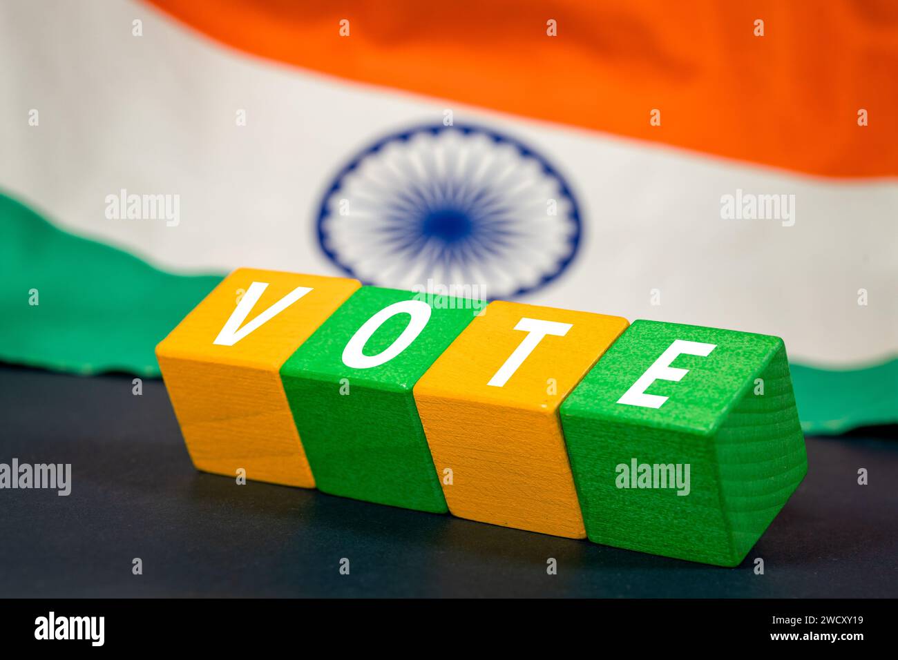 India vote 2024, Wooden blocks inscription vote 2024 with the Indian ...