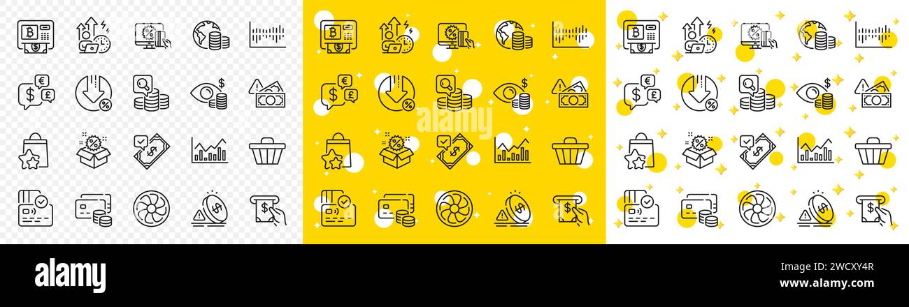 Outline Loyalty points, Card and Infochart line icons. For web app. Vector Stock Vector Image ...