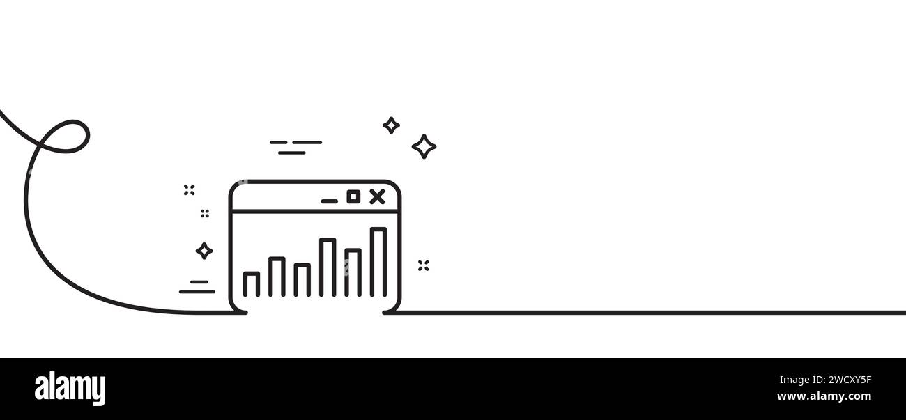 Marketing Statistics Line Icon Web Analytics Symbol Continuous Line With Curl Vector Stock