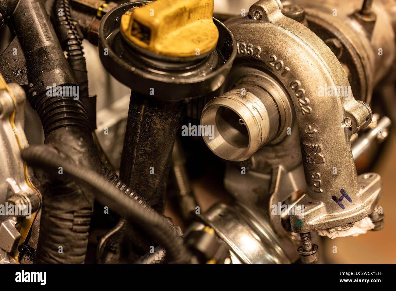 Rome, Italy 17 january 2024: Detailed photo of a diesel engine's ...