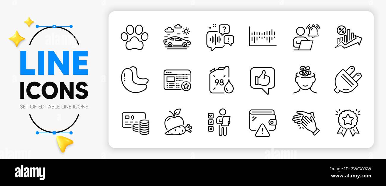 User Notification Column Diagram And Card Line Icons For Web App