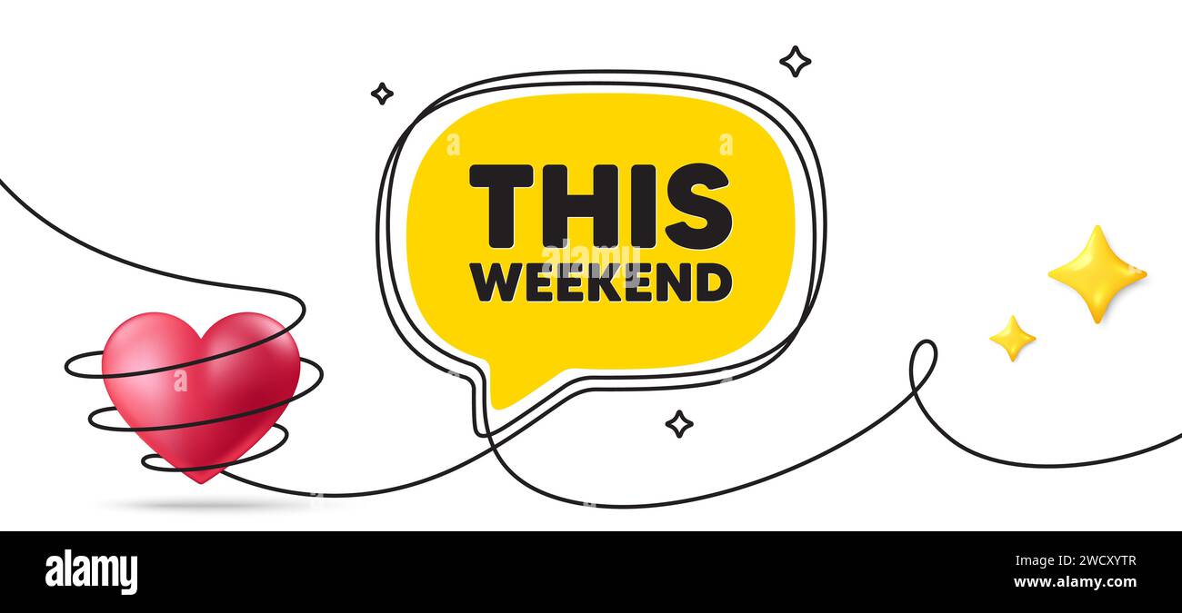 This weekend symbol. Special offer sign. Continuous line art banner ...