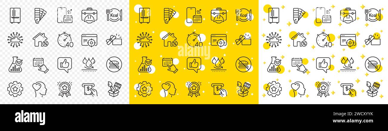 Outline Cloud network, Phone calendar and Loan house line icons. For web app. Vector Stock ...