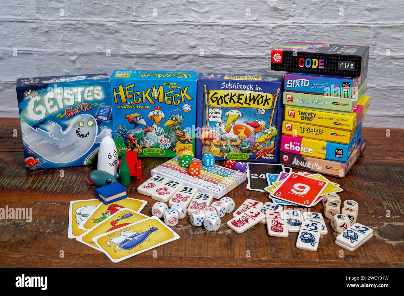 Berlin, Germany - January 16, 2024: Various packs of parlor games with ...