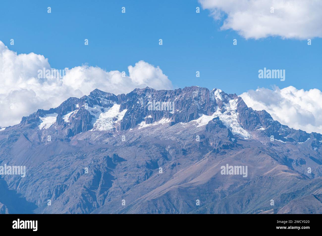 A view of the mountains landscape from Maras village in Peru Stock ...