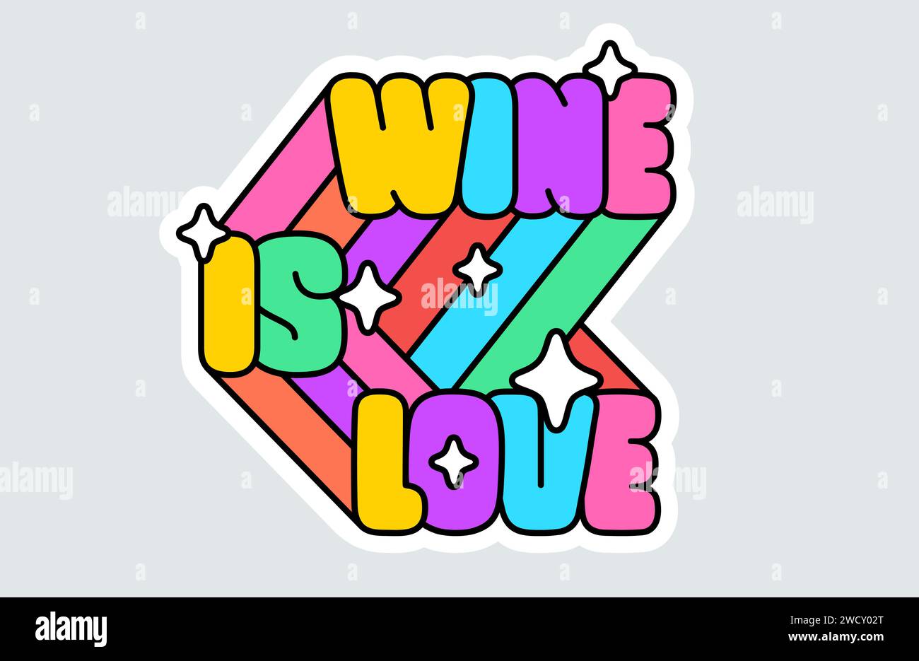 Wine bar Stickers Pack. Colorful fun stickers for wine brand, alcohol ...