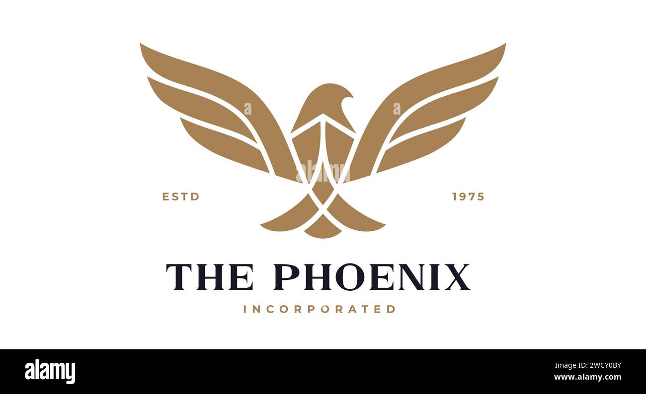 Bird Label, Sign, Logo Eagle, Raven, Phoenix brand. Logo gold bird ...