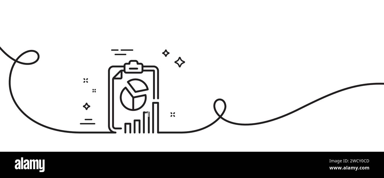 Report line icon. Column graph, pie chart sign. Continuous line with ... Report line icon. Column graph, pie chart sign. Continuous line with ...