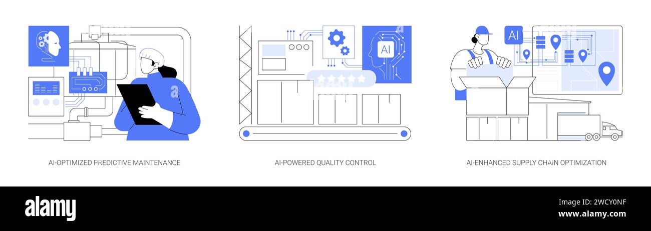 AI in Manufacturing abstract concept vector illustrations Stock Vector ...