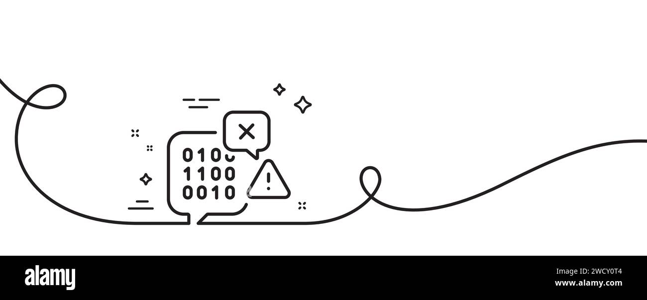 Binary Code Line Icon Ransomware Threat Sign Continuous Line With Curl Vector Stock Vector
