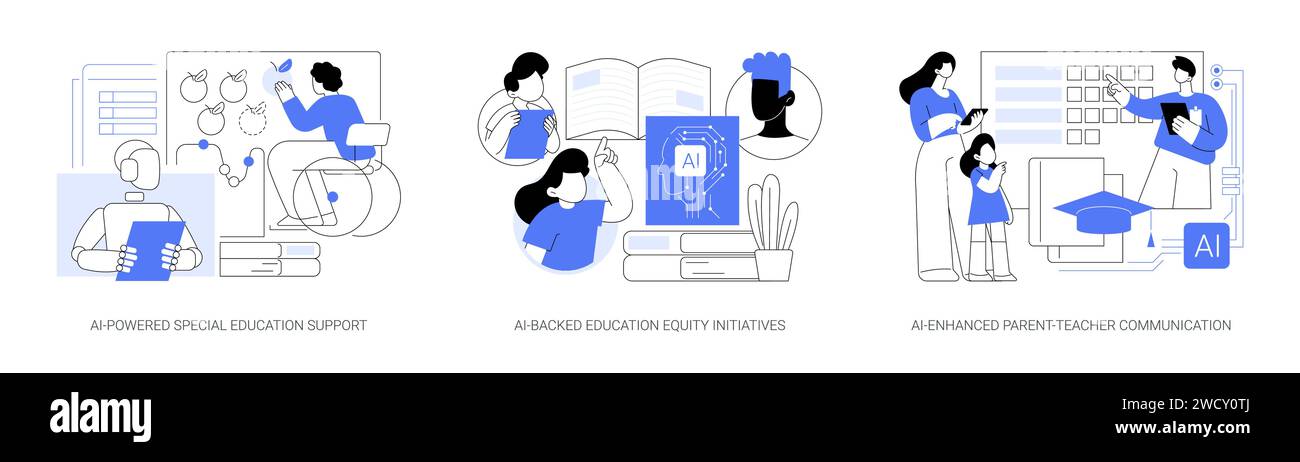 AI Technology in Education abstract concept vector illustrations Stock ...