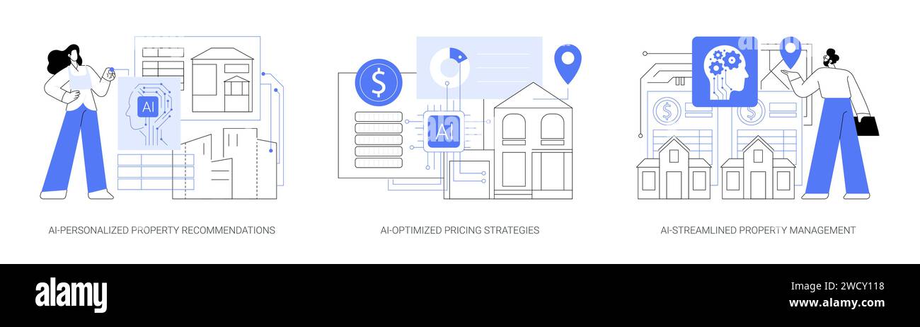 AI in Real Estate abstract concept vector illustrations Stock Vector ...