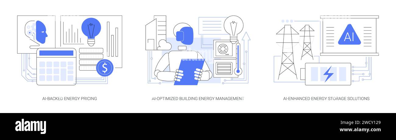 AI in energy generation abstract concept vector illustrations Stock ...